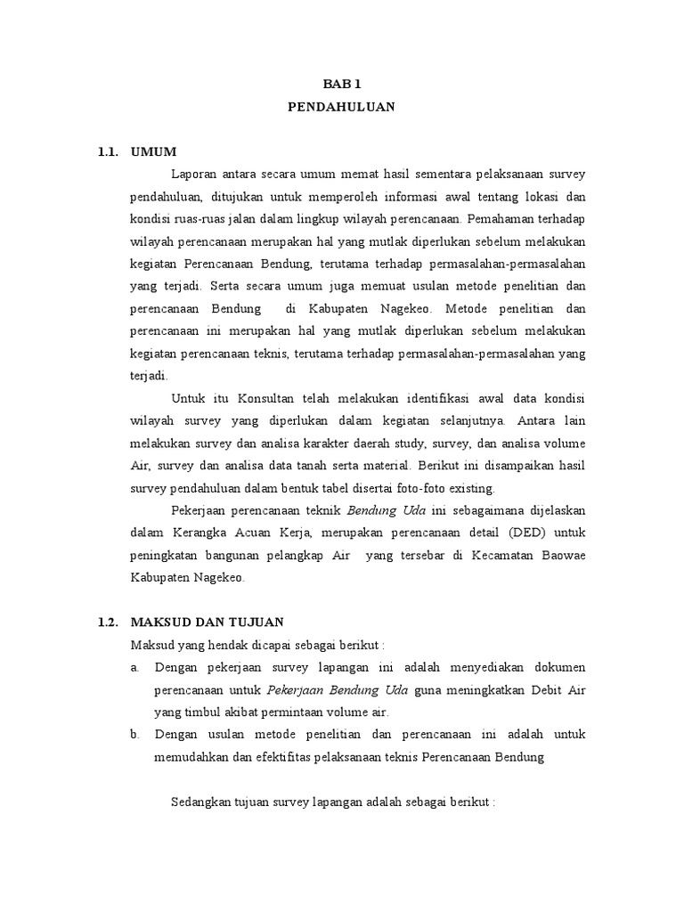 Laporan-Antara Peerencanaan Bendung Uda | PDF