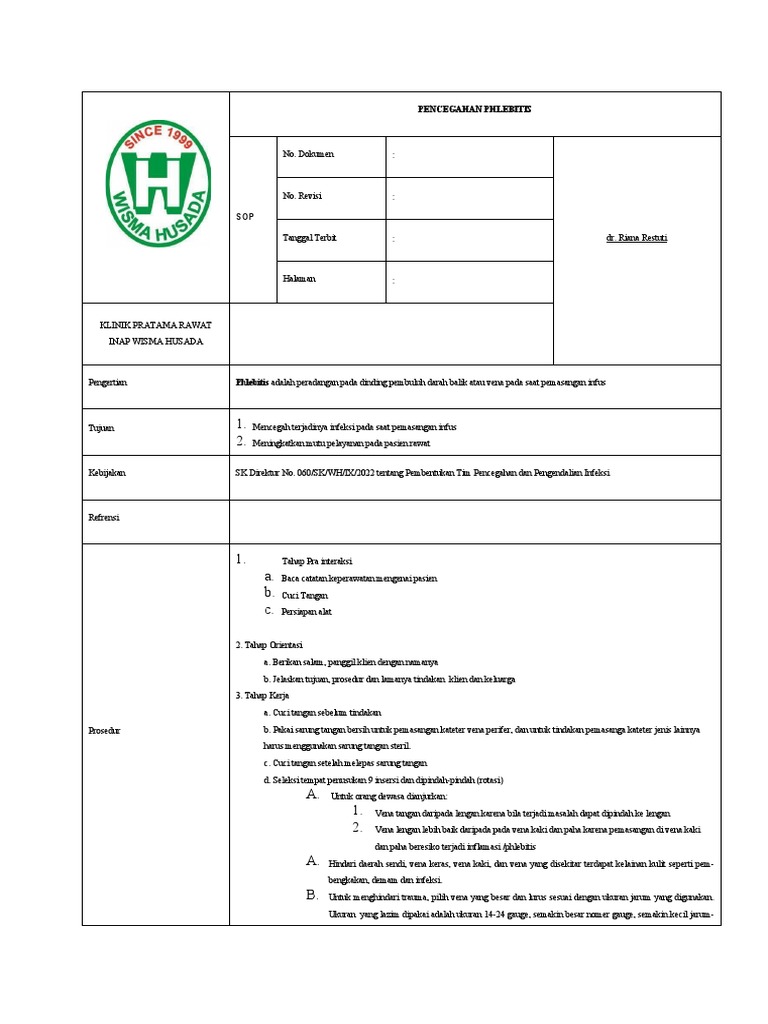 Sop Pencegahan Phlebitis | PDF