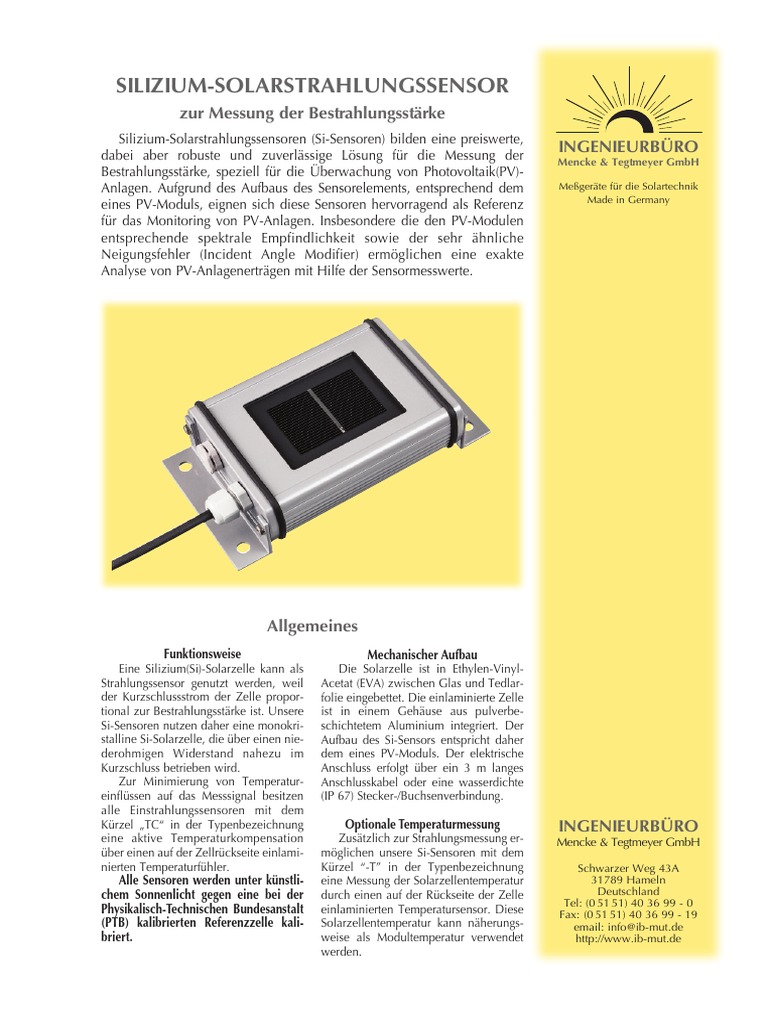 Si-Sensor 2017 D | PDF