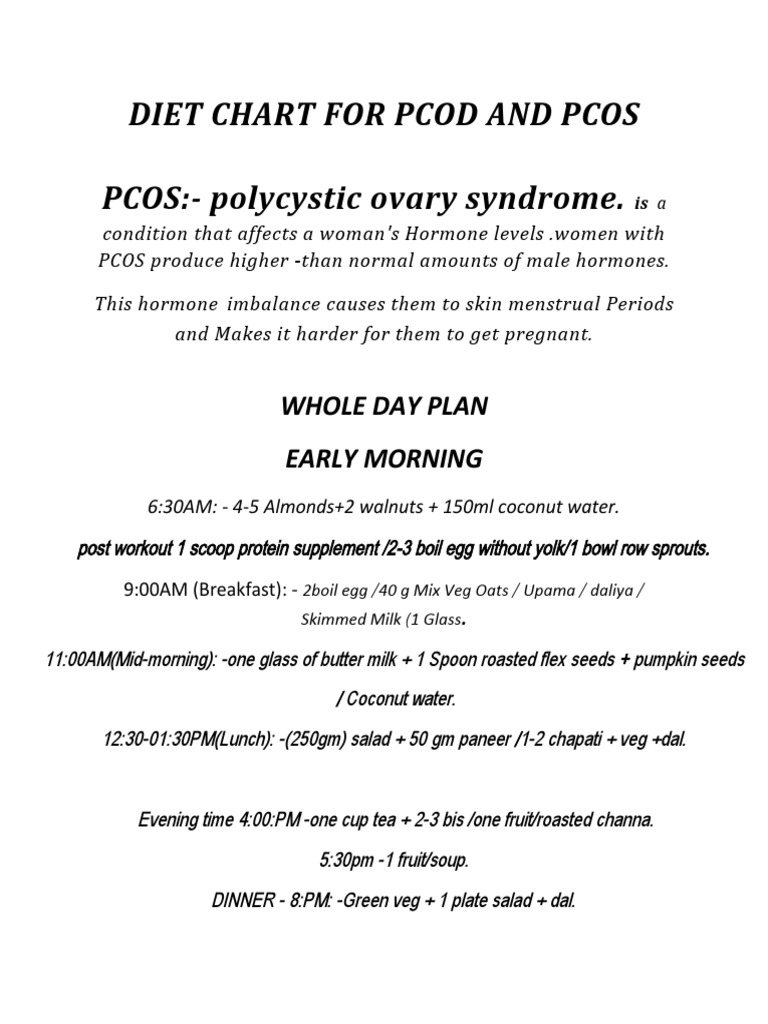 Diet Chart For Pcod and Pcos | PDF