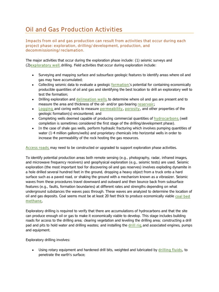Oil and Gas Production Activities | Hydraulic Fracturing | Natural Gas