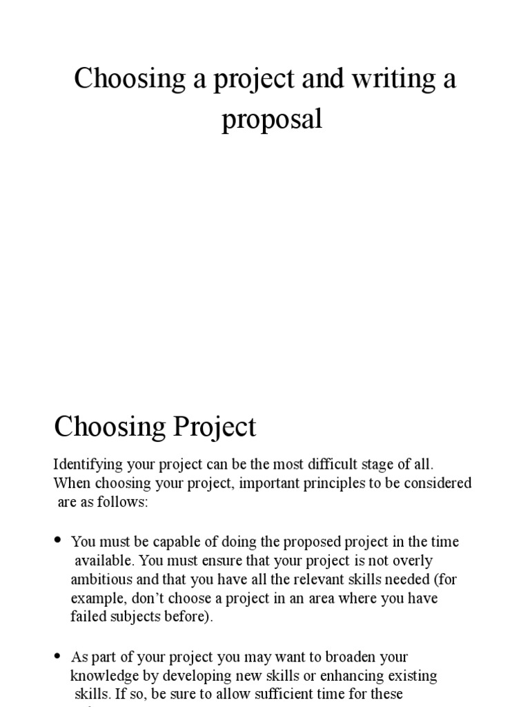 Week 3 - Choosing A Project - Writing A Proposal | PDF | Understanding ...
