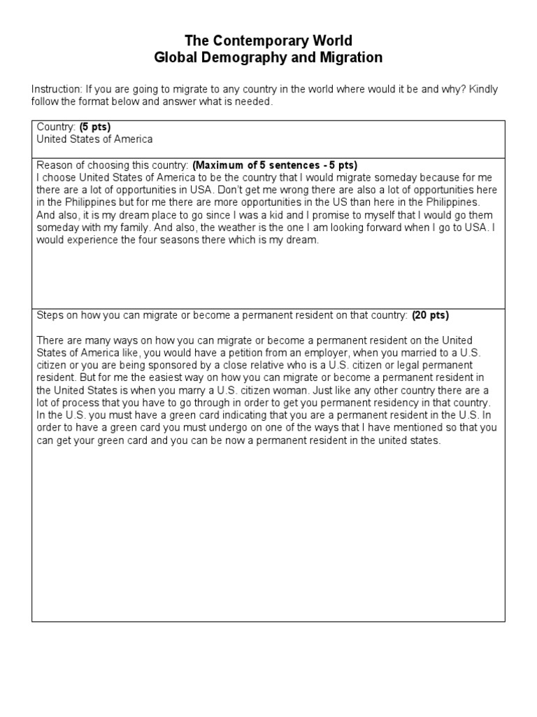 Activity Global Demography and Migration | PDF | Politics | Social Science