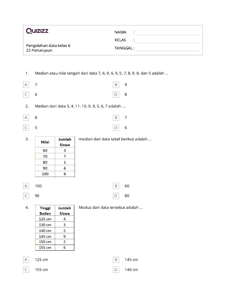 Pengolahan Data Kelas 6 | PDF