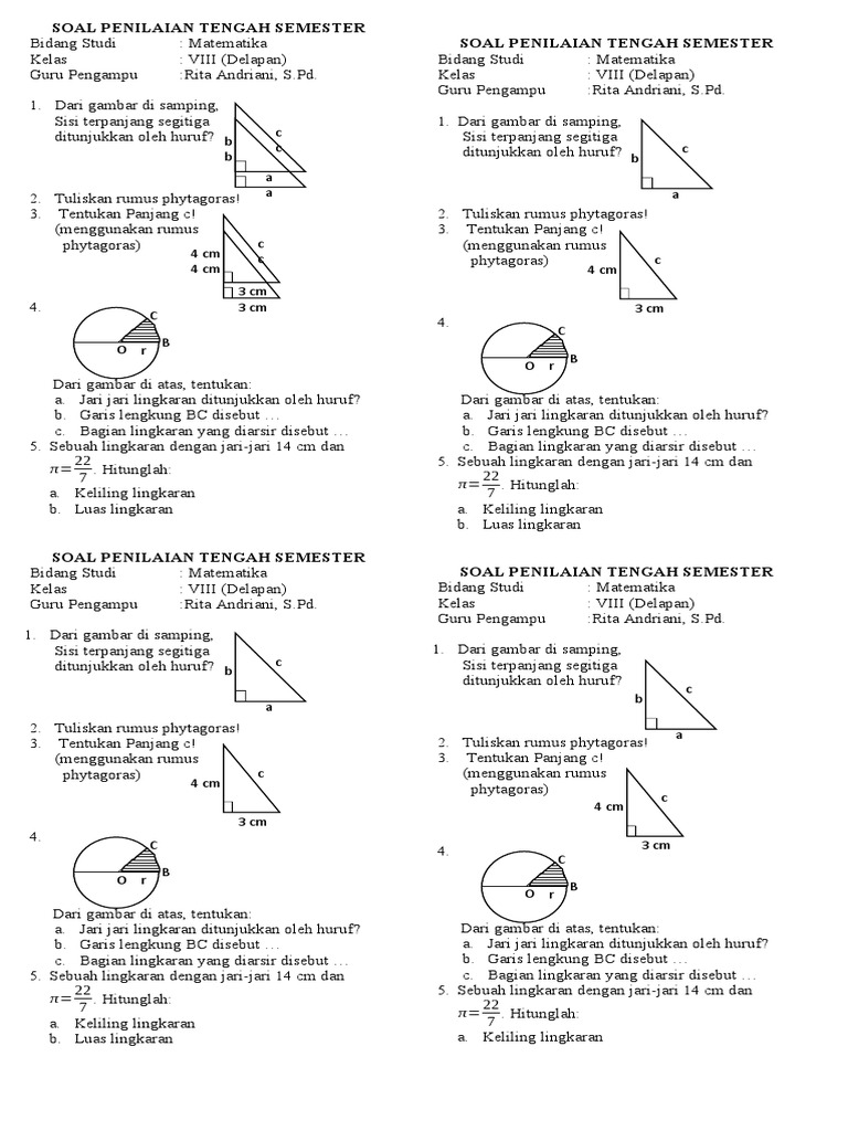 Soal Pts MTK Kelas 8 | PDF