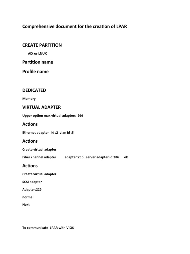 Comprehensive Document For The Creation of LPAR | PDF | Computer ...