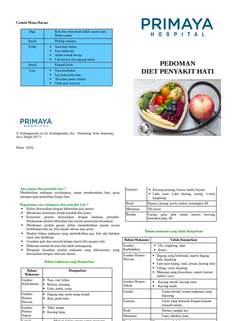 Leaflet Pedoman Diet Penyakit Hati | PDF