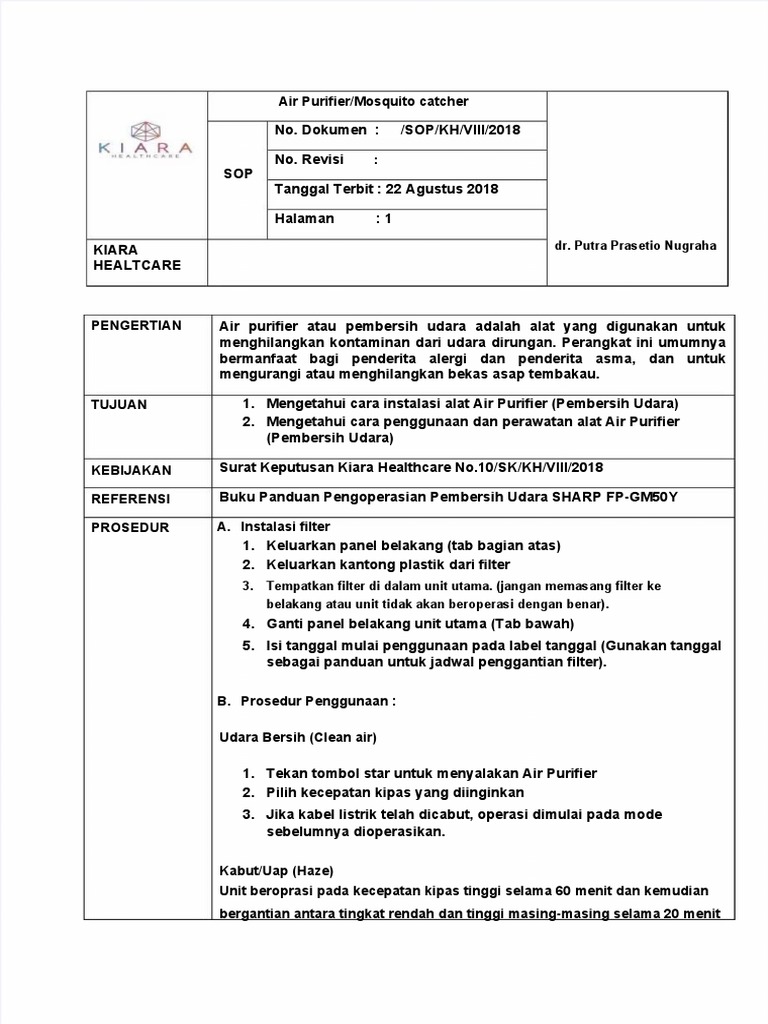 PDF Sop Air Purifier - Compress | PDF
