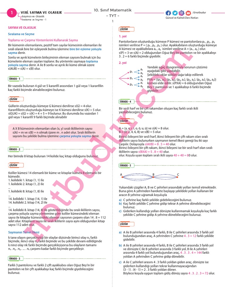 Veri Sayma Ve Olasilik 1 Min | PDF