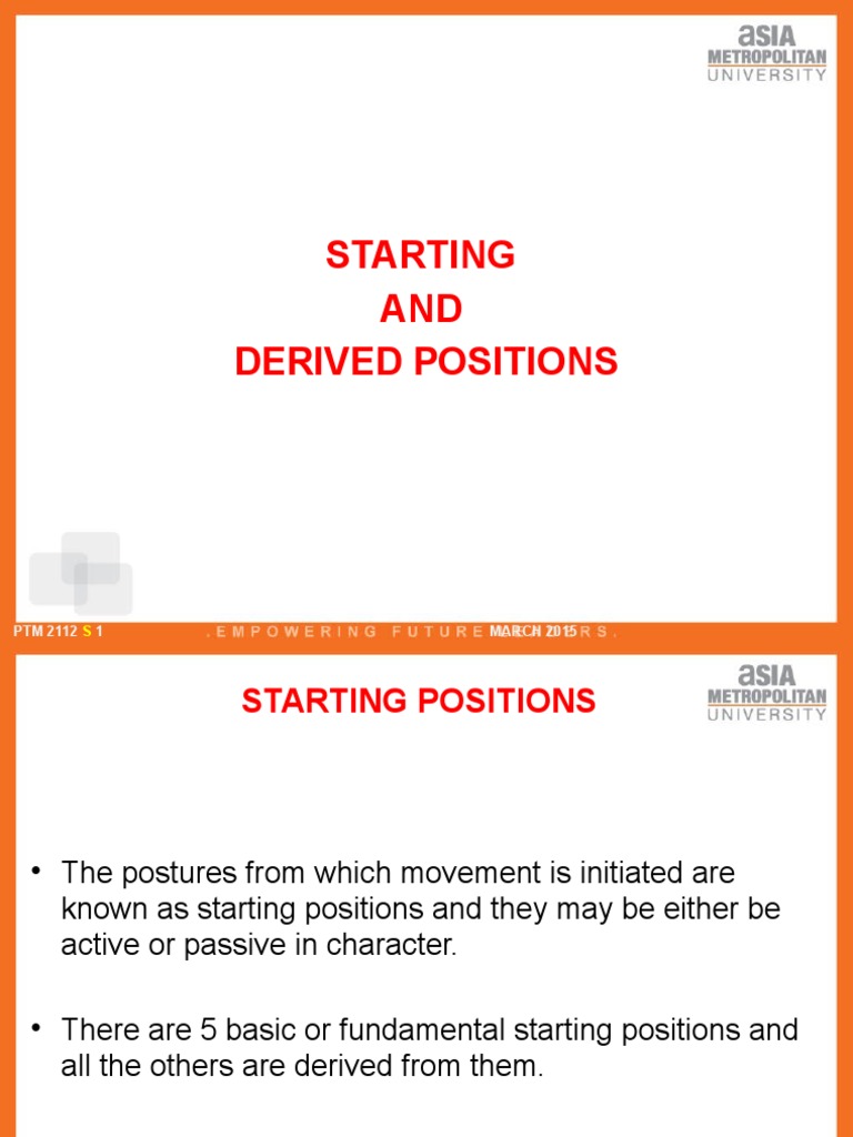 Starting Positions | PDF | Anatomical Terms Of Motion | Pelvis