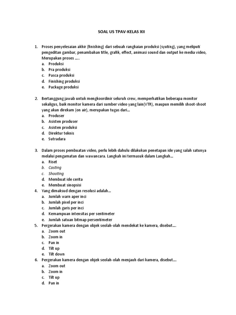 Soal LATIHAN Tpav Xii | PDF | Komputer