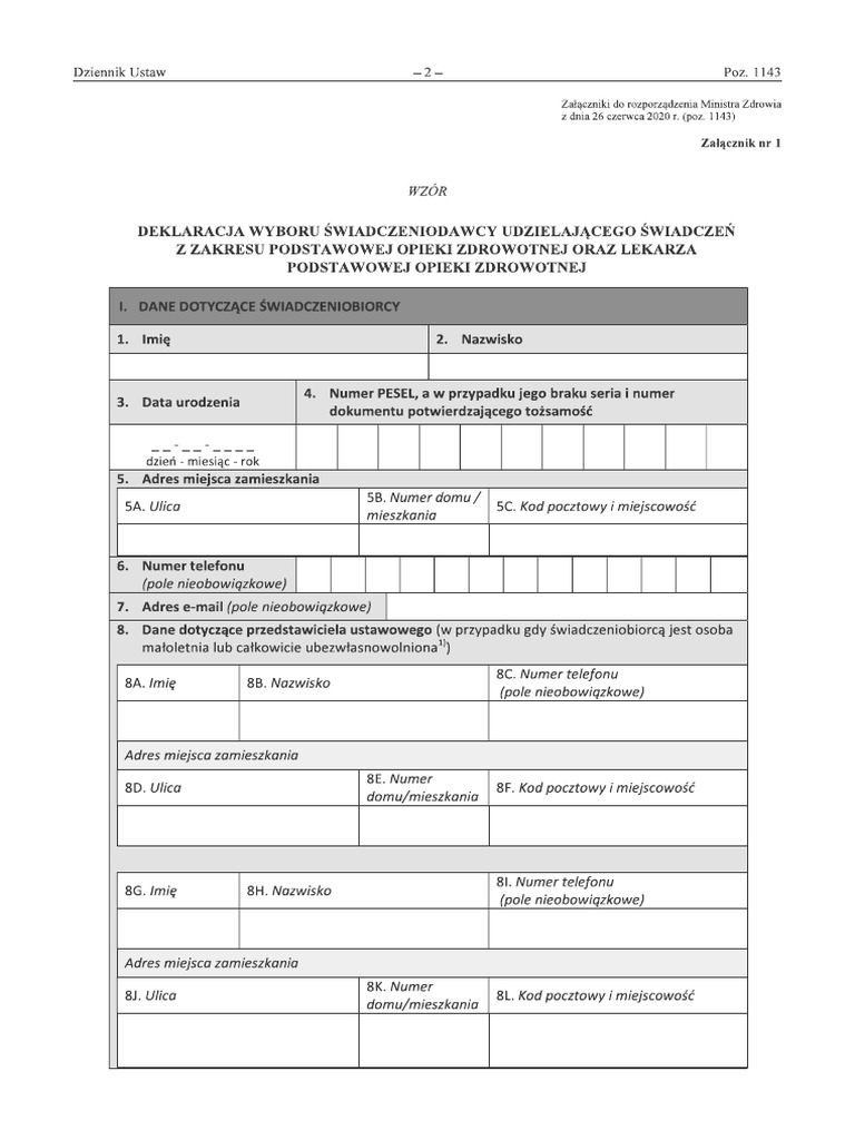 Zal NR 1 Deklaracja Wyboru Poz | PDF