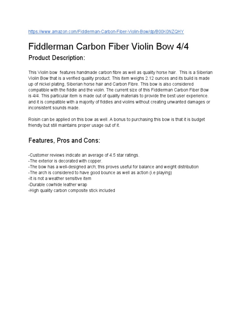 Fiddlerman Carbon Fiber Violin Bow 4 - 4-Raeeqah | PDF | Home & Garden