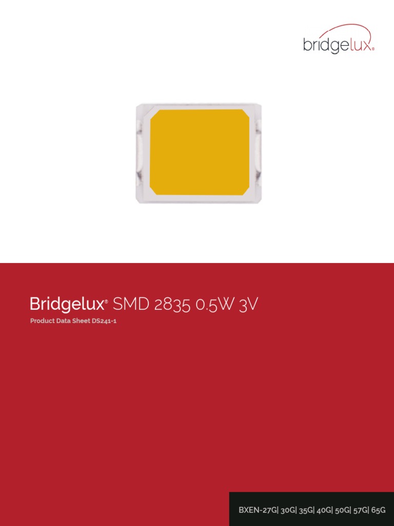 LED BRIDGELUX CRI 90DS241-1 SMD 2835 0.5W 3V CRI90 11M-39 Data Sheet ...