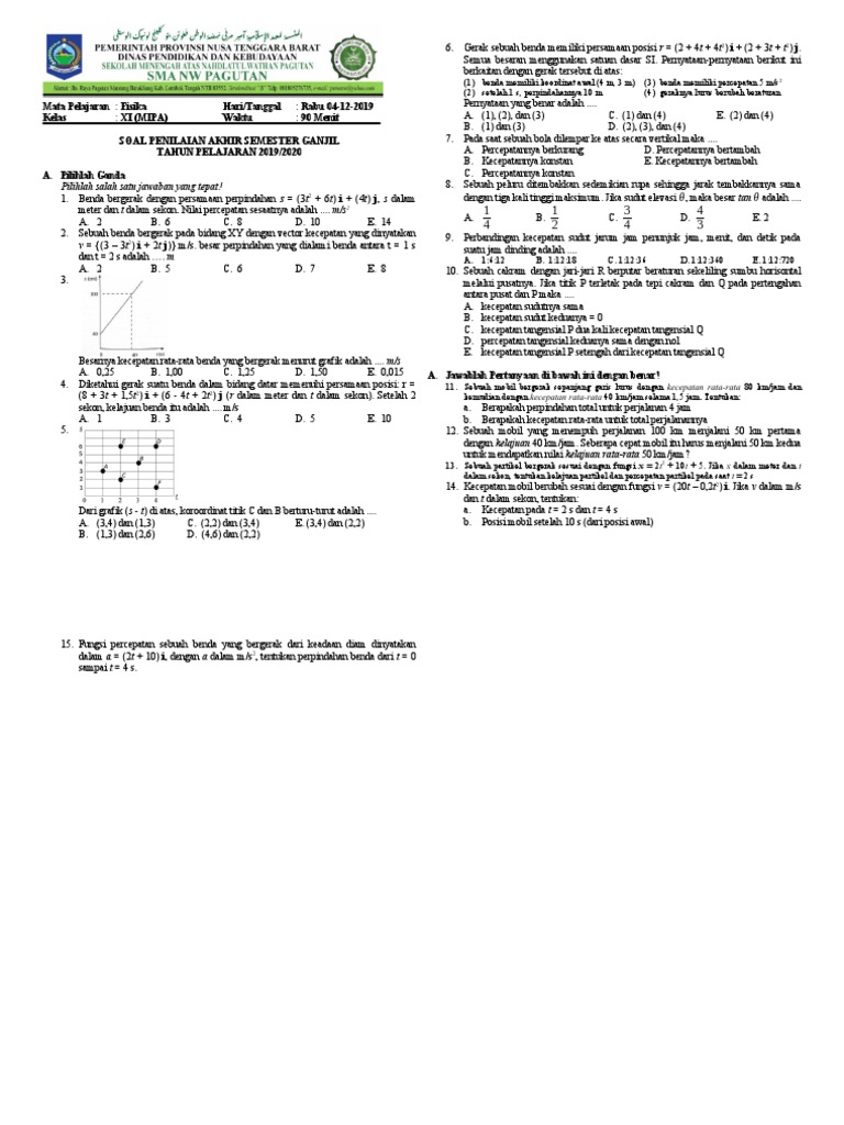 Soal PAS Fisika XI MIPA 19.20 Ganjil | PDF