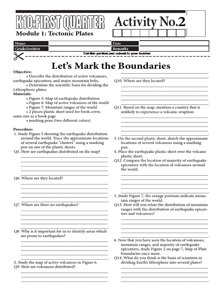 K10 Quarter 1 Module 1 Activity No. 2 | PDF | Volcano | Earthquakes