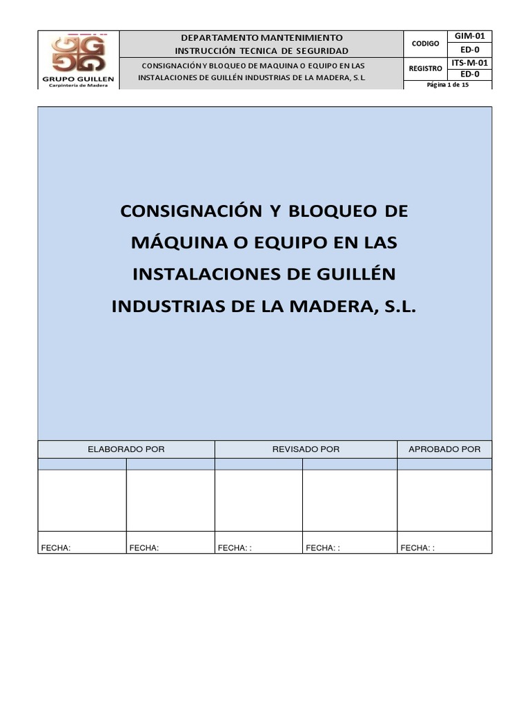 Procedimiento Seguridad Consignación Maquinas | PDF