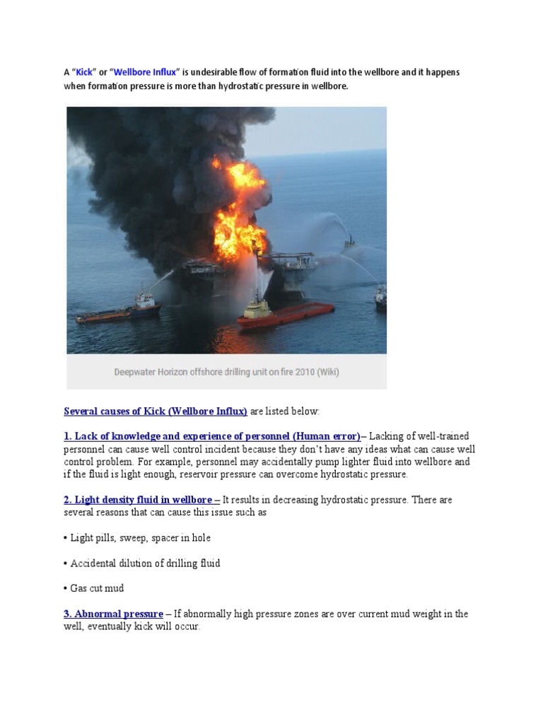 Causes of Wellbore Influx (Kick) | PDF