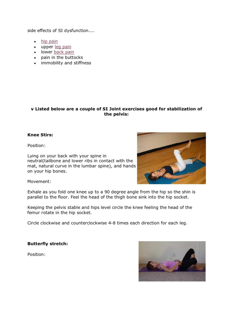 V Listed Below Are A Couple of SI Joint Exercises Good For ...