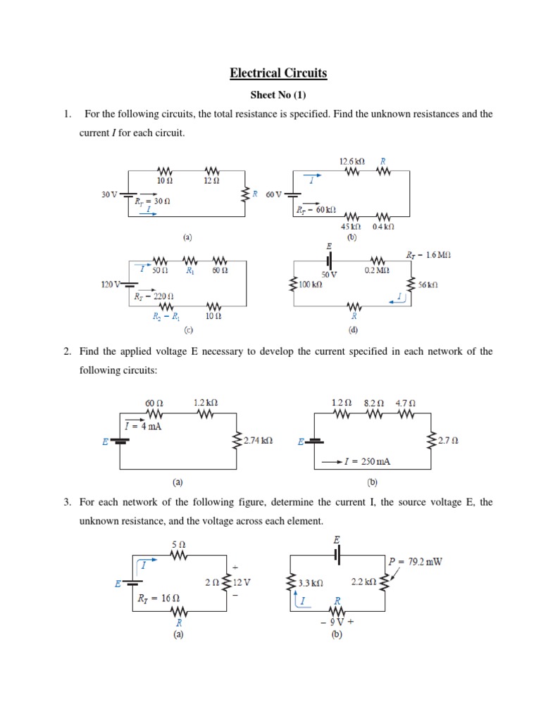 Electrical Circuits Problem Solving Guide | PDF | Electrical Network | Electrical Resistance And ...