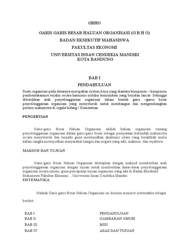 GBHO - BEM Universitas Insan Cendekia Mandiri | PDF