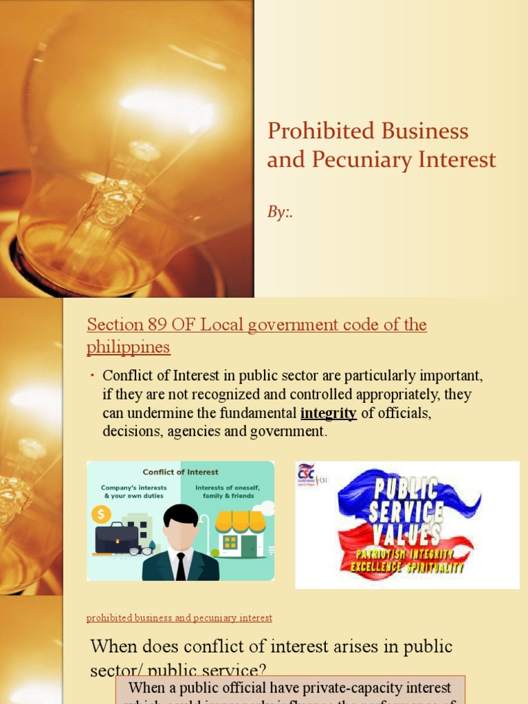 Prohibited Business and Pecuniary Interest | PDF | Conflict Of Interest ...