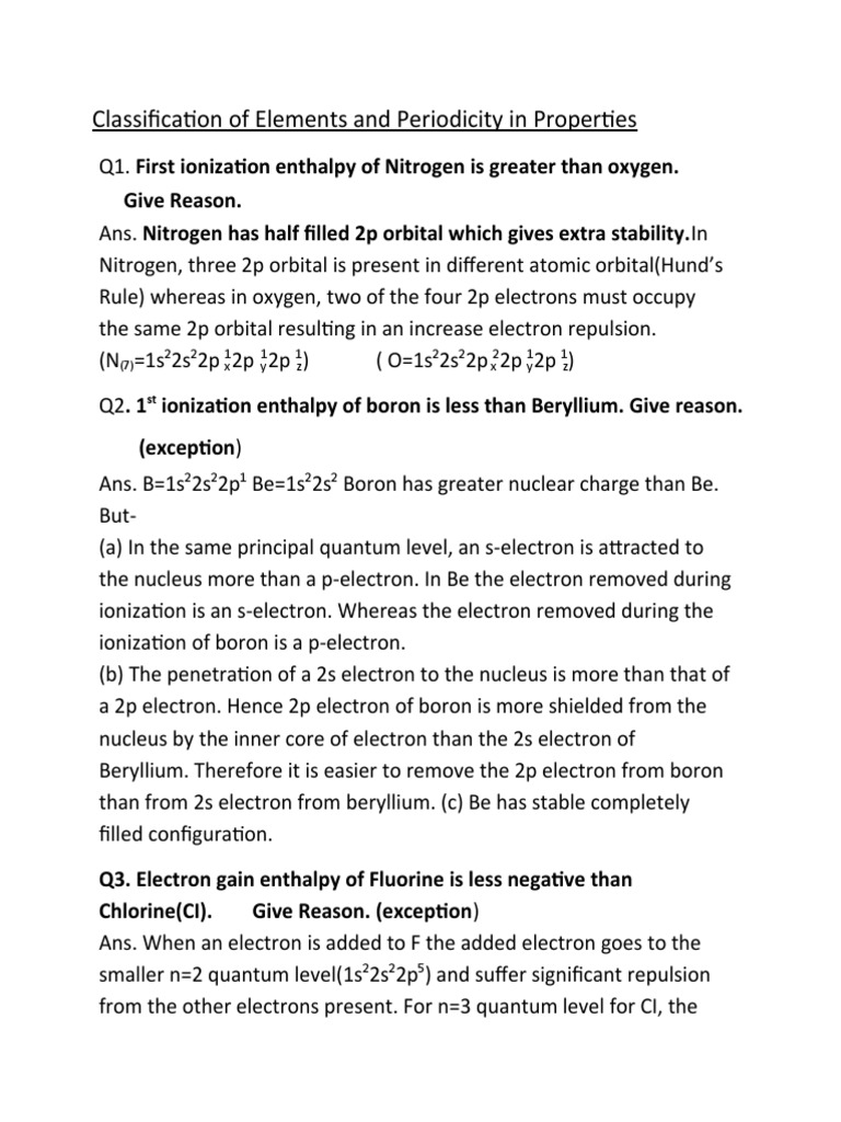 Classification of Elements Notes 3 | PDF | Ion | Atoms