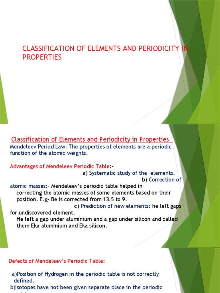 Classification of Elements PPT 1 | PDF | Chemical Elements | Periodic Table