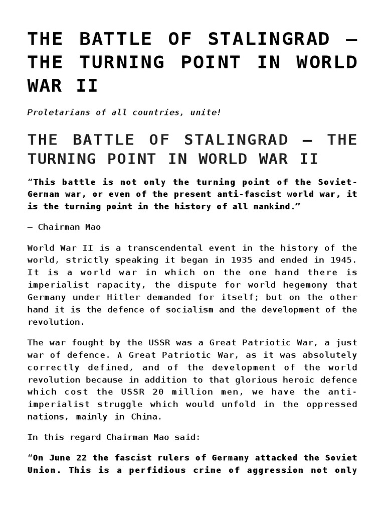 Battle of Stalingrad - The Turning Point in WWII | PDF | Soviet Union ...