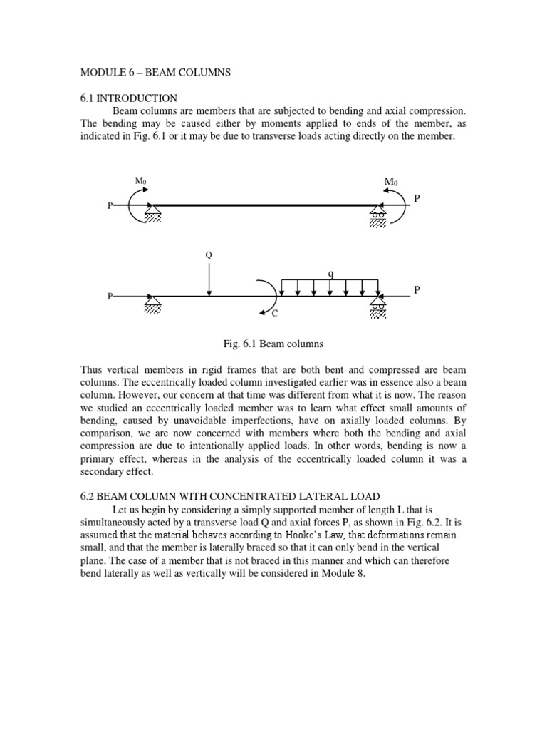 Module 6 - Beam Columns | PDF