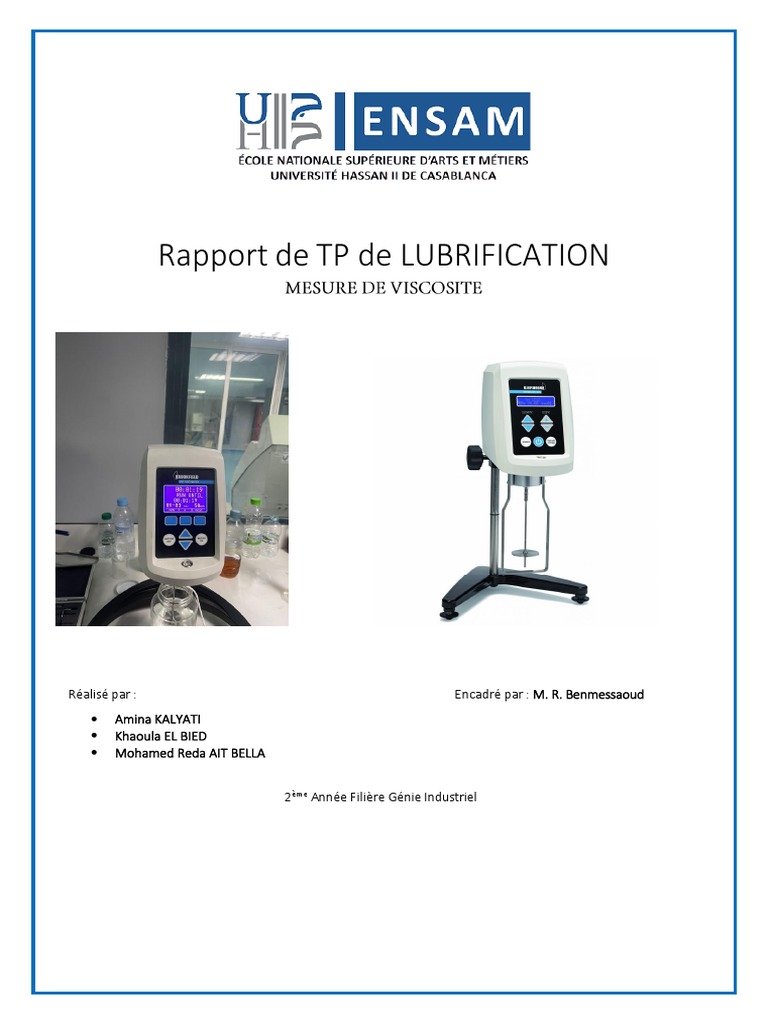 Rapport TP: Mesure de Viscosité des Fluides | PDF | Viscosité ...