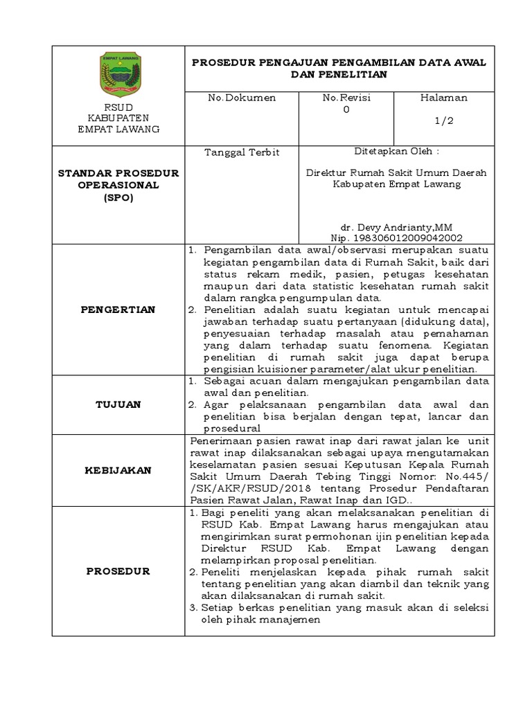 Sop Prosedur Riset & Penelitian | PDF
