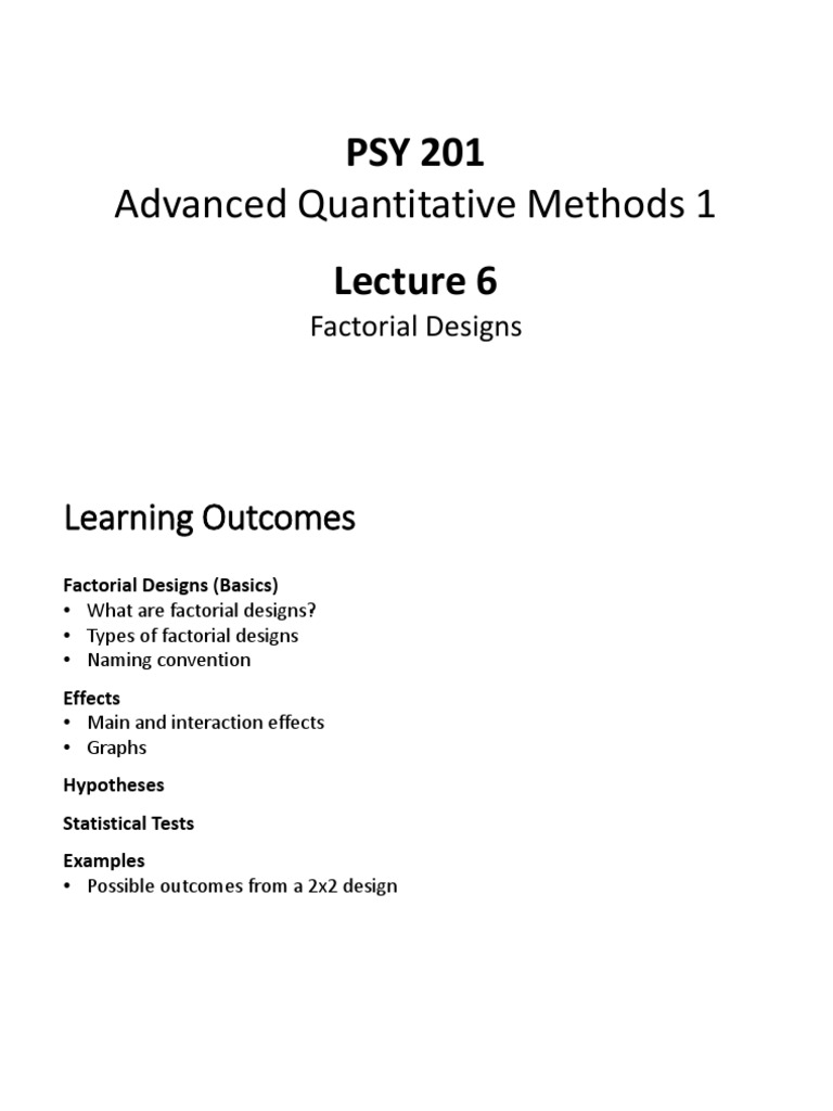 Understanding Factorial Designs in Research | PDF | Statistics ...