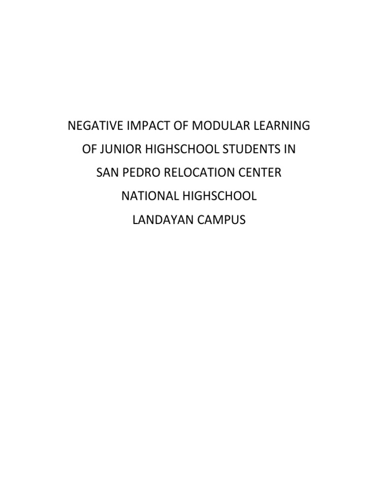 Negative Impact Of Modular Learning Pdf