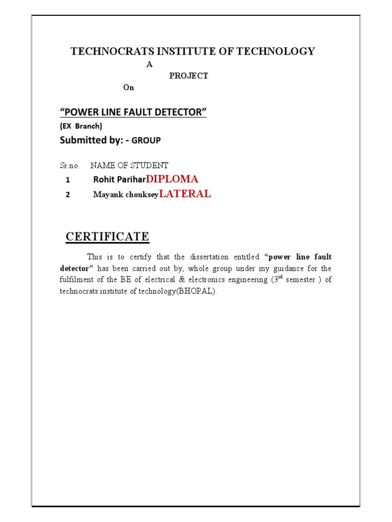 Fault Detection Project | PDF | Diode | Transformer