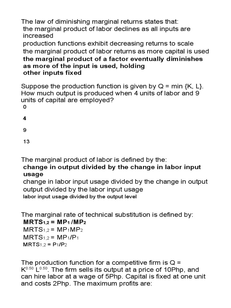 Mod 5 | PDF | Production Function | Average Cost