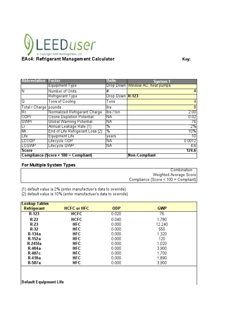 Refrigerant Management Calculator Tool | PDF | Technology & Engineering