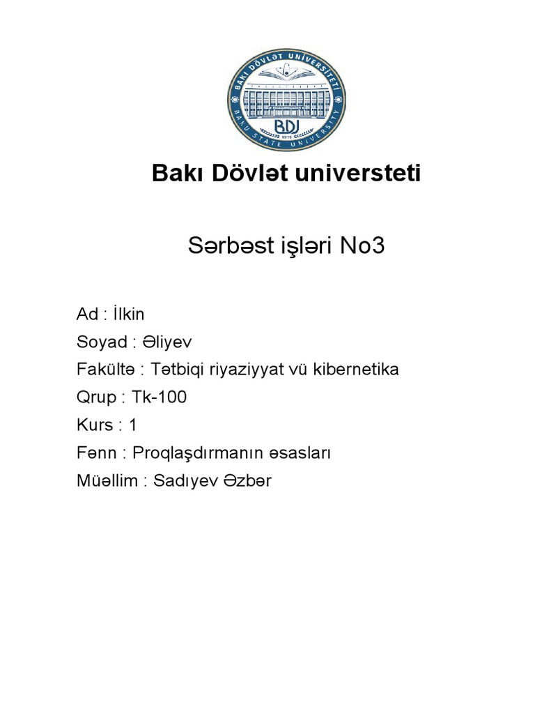 SƏRBƏST Iş No3 | PDF