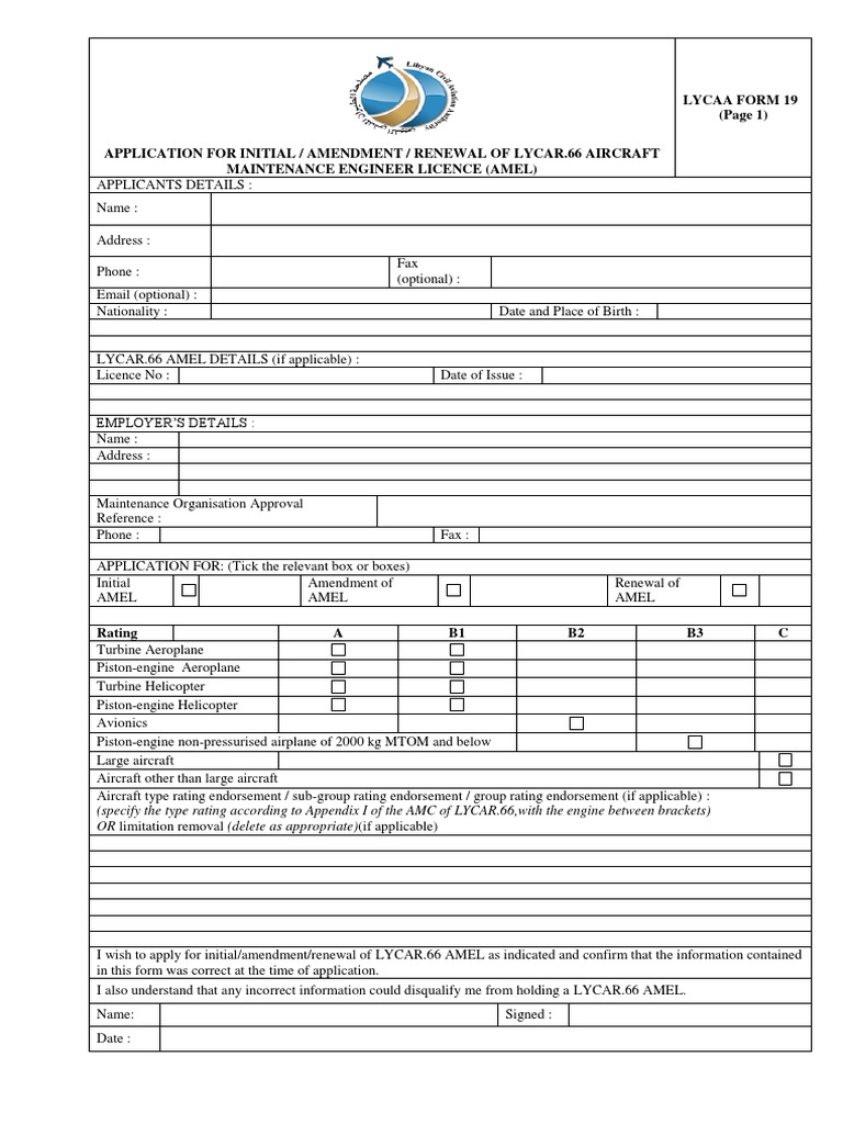 Lycaa Form 19 PDF | PDF | Transport | Aviation Lycaa Form 19 PDF | PDF | Transport | Aviation