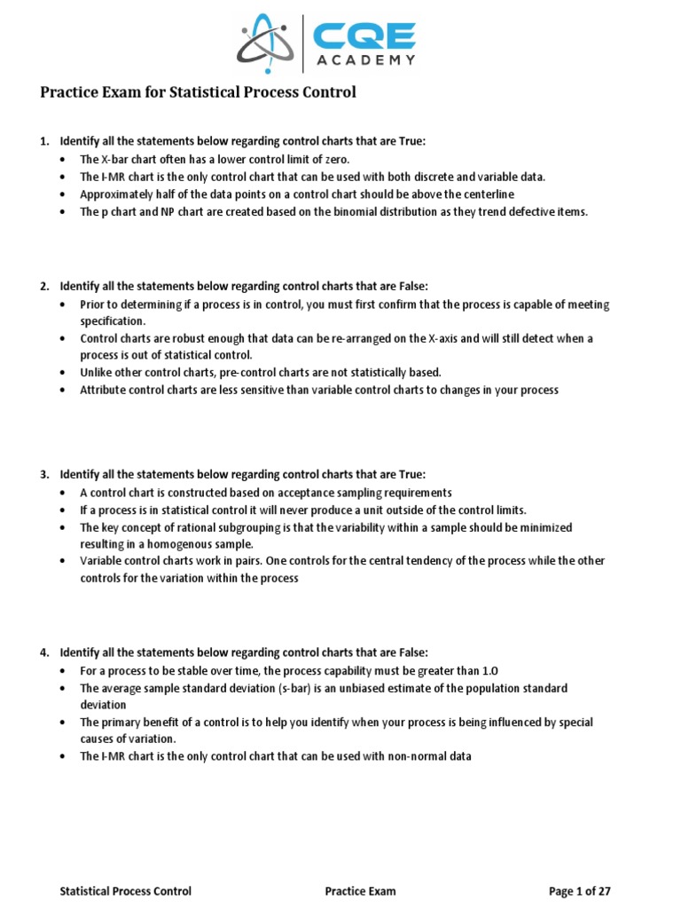 Practice-Exam-for-the-Statistical-Process-Control | PDF | Probability ...