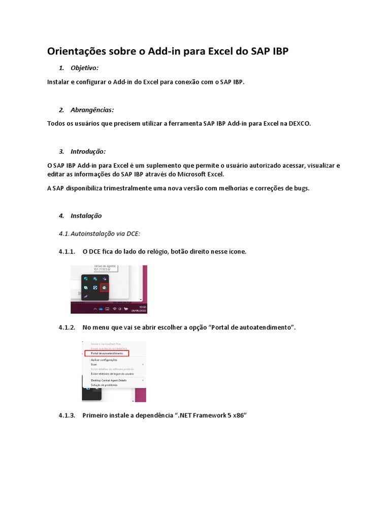 Orientações Sobre Instalação e Configuração Do Addin para Excel Do SAP ...