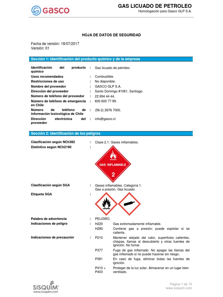 HDS Gas Licuado de Petroleo. | PDF | Agua | Contaminación