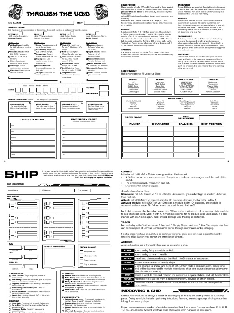 ThroughTheVoid - AshcanBeta 0722 Character Ship | PDF | Ships | Marine ...