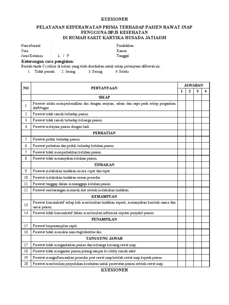 Kuesioner Word | PDF