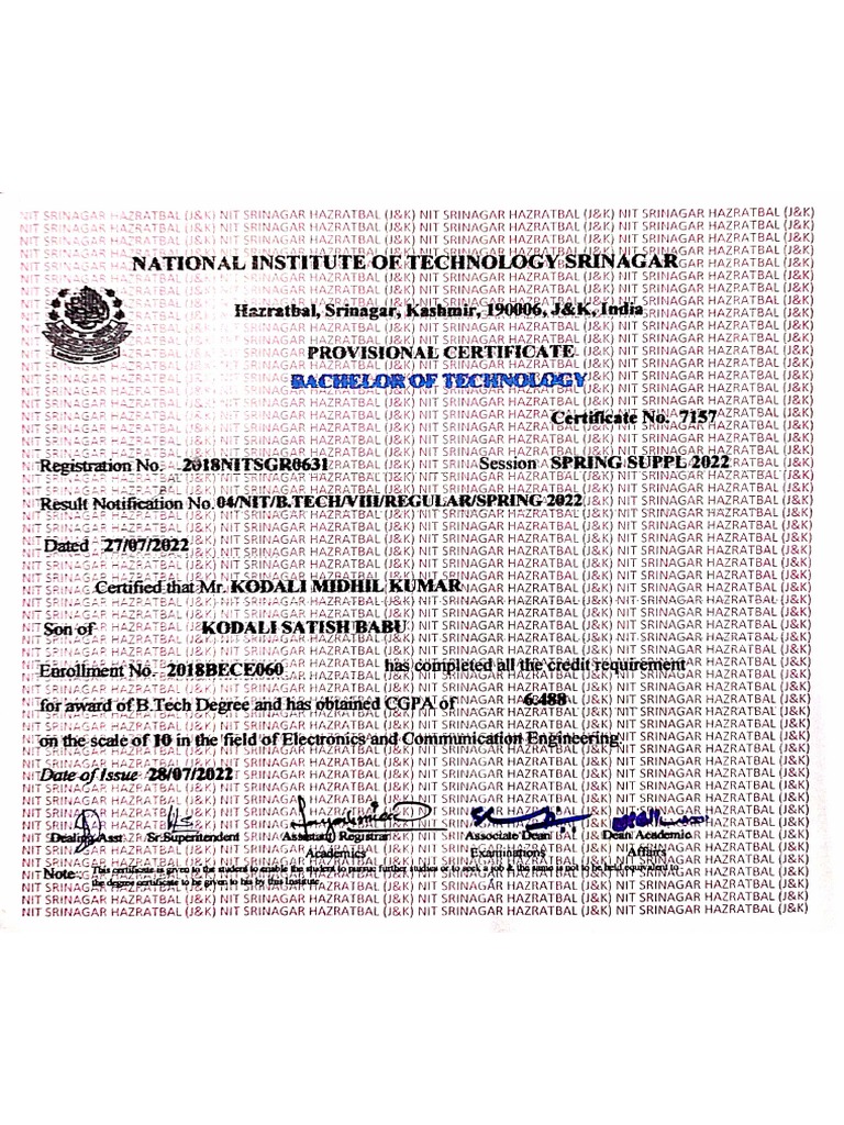 Provisional Certificate | PDF