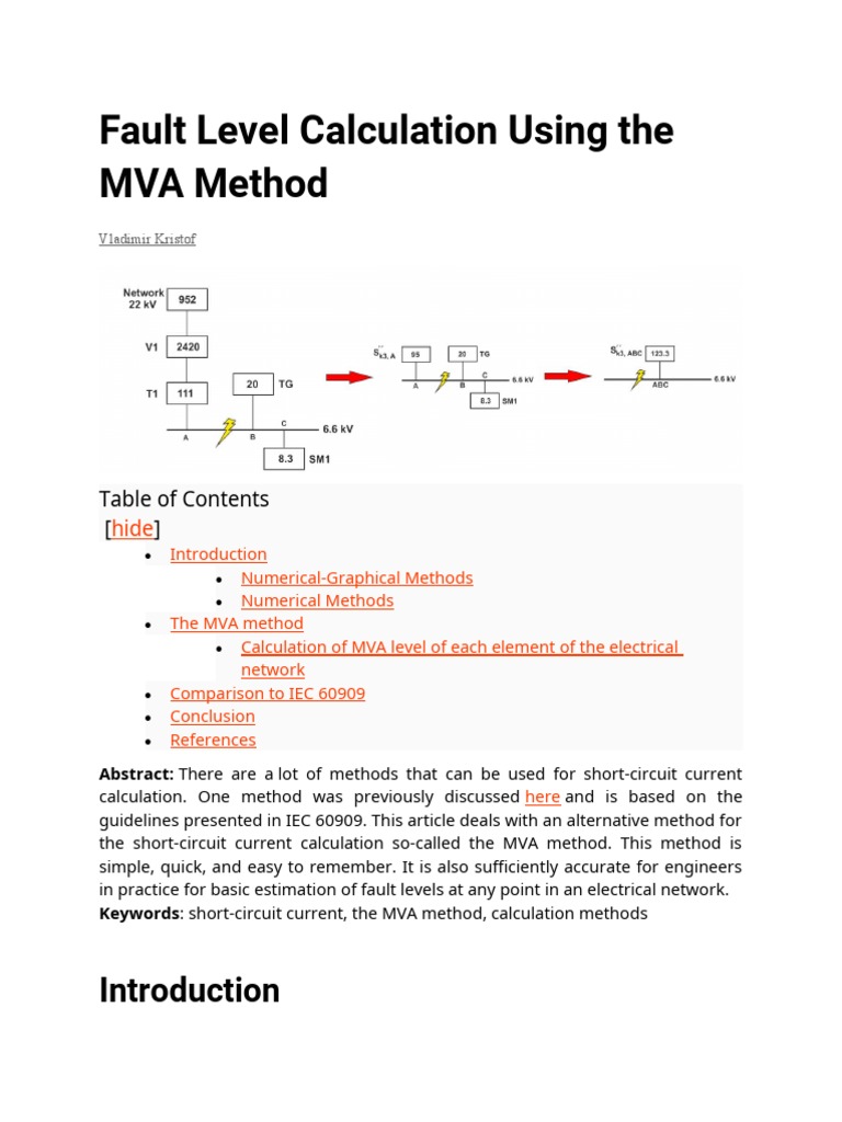 Fault Level Calculation Using The MVA Method | PDF