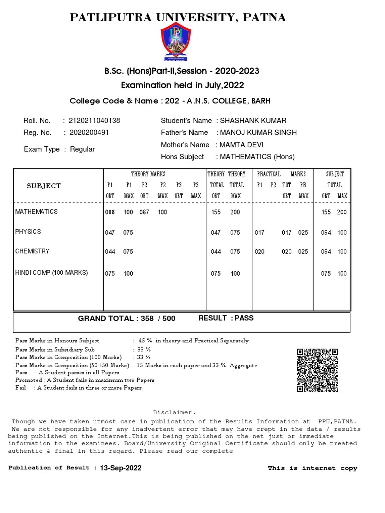 Bsc Part 2 Result | PDF | Qualifications