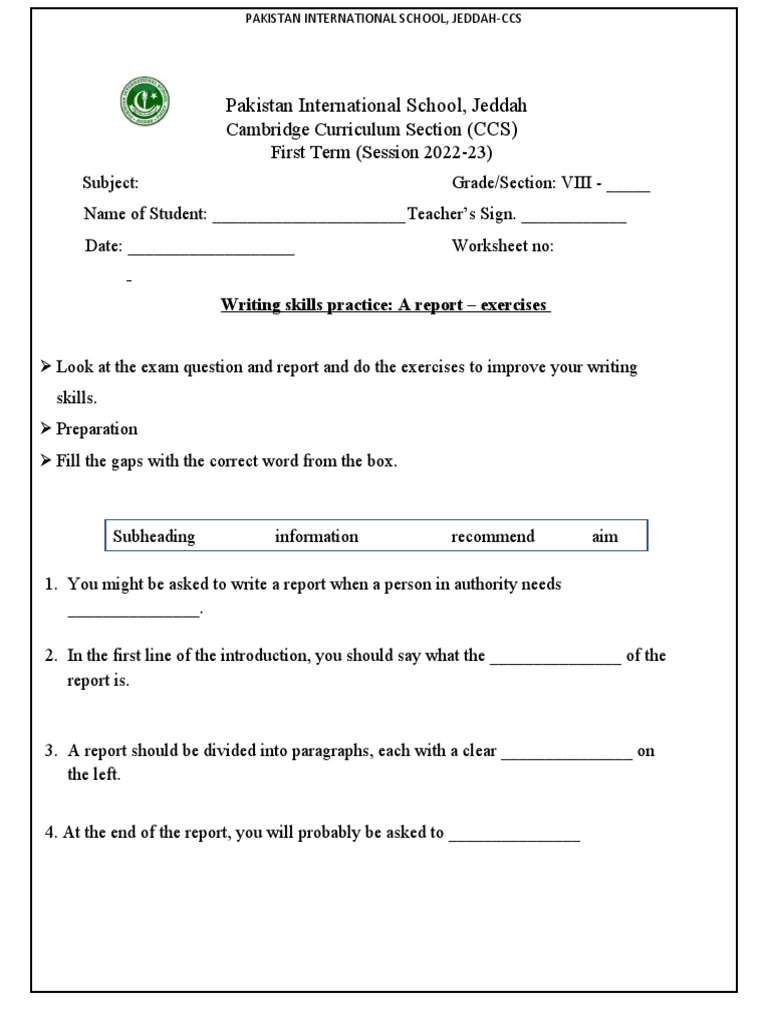 Report Writing Practice | PDF | Cognitive Science | Cognition
