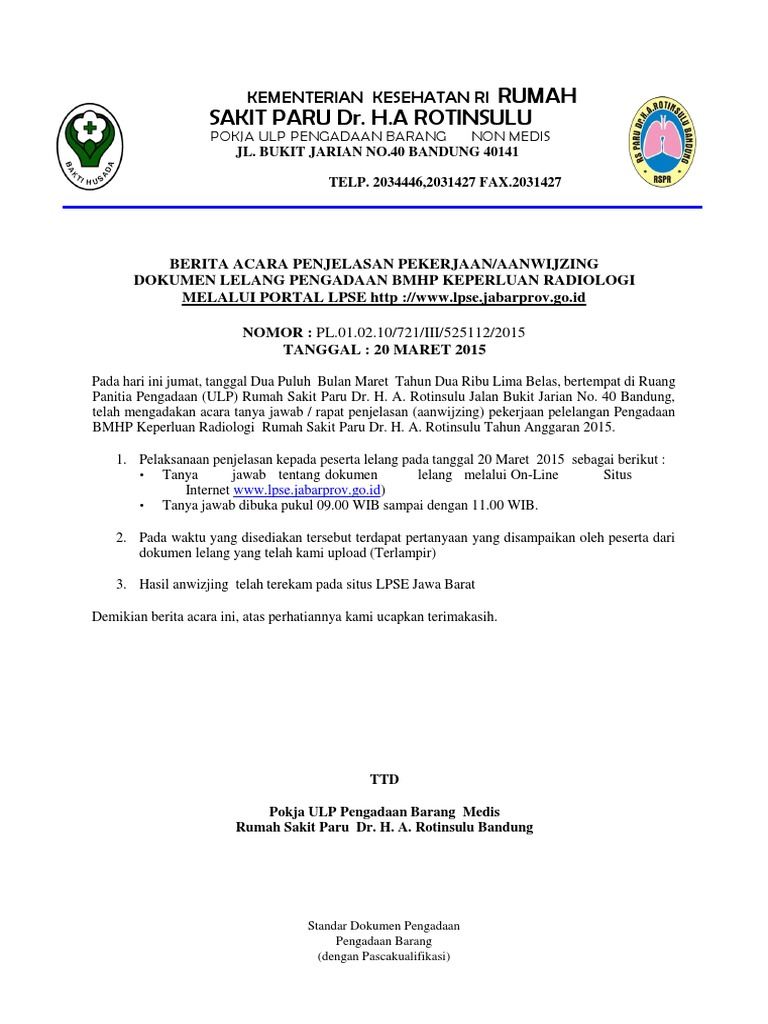 Berita Acara Anwijzing Radiologi | PDF