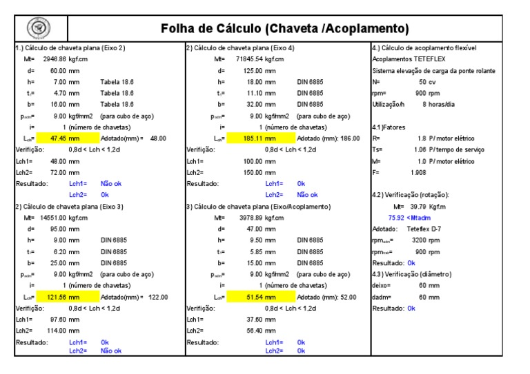 Chaveta e Acoplamento Calculo | PDF | Máquinas